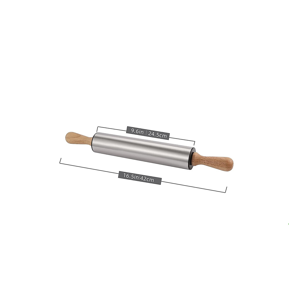Rolling Pin with Wooden handle,9.6inch Stainless Steel Roller, rolling pins for baking,Which can be used to make Pizza, Pie Crust, Cookies, Pastry,sugar，Pasta and other dough.By Amber&Sean
