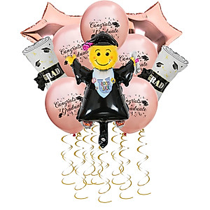 Single Girl Hat Graduation Balloon Graduation Party Aluminum Film Balloon Rose Gold Graduation Balloon
