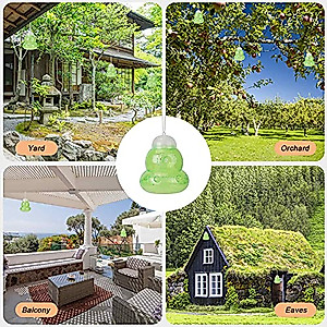 Green Plastic Wasp Trap,Outdoor Hanging for Garden, Yard,2 Pack(with S Hooks &Screw Hooks)