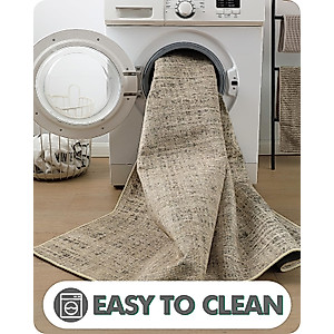 LUMI 4x6 Modern Abstract Area Rug, Ultra-Thin Washable Non-Slip Carpet, Low Profile, Flat Weave Indoor Floor Rugs for Living Room, Bedroom, Dining Room, Home Decor