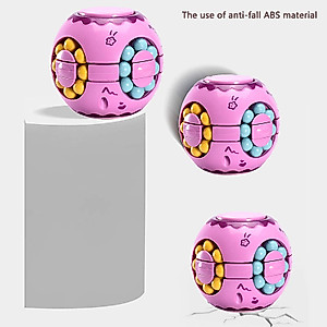 ODIKASO Rotating Magic Bean Cube Spinner Fidget Toy,Stress Relief Fidget Puzzles for Adults Kids,Anxiety Relief Learning & Education Toys,Puzzle Toys for Unisex-Children(Pink)