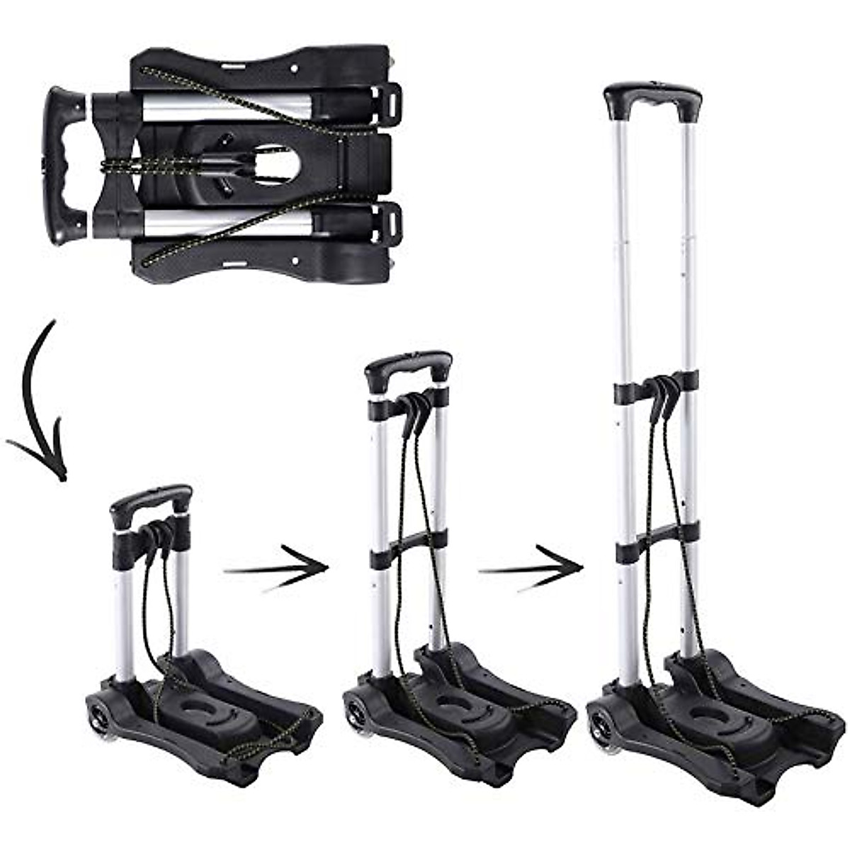 Coocheer Aluminum Folding Hand Trucks Portable Luggage Cart Lightweight Travel Hand Truck/Heavy Duty Hand Trucks (80LB)