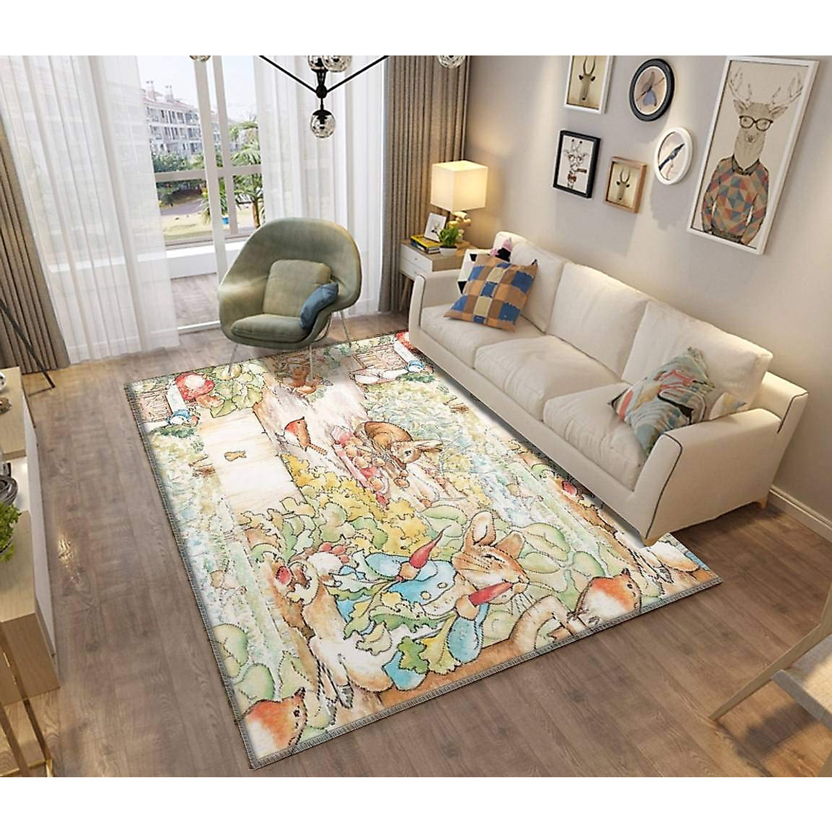 The World of Beatrix Potter Large Vintage Illustration Area Rugs Non-Slip Floor Mat Doormats Home Runner Rug Carpet for Bedroom Indoor Outdoor Kids Play Mat Nursery Throw Rugs Yoga Mat