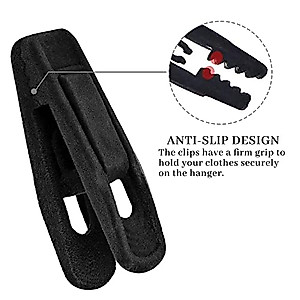 Andiker 20PCS Black Velvet Hanger Clips, Non-Slip Strong Finger Flocked Clips for Thin Velvet Hangers Suit Pants Trousers Skirt (Black)