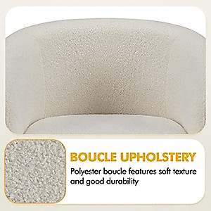 Yaheetech Accent Barrel Chair, Faux Fur Club Chair, Furry Sherpa Elegant and Cozy, Soft Padded Armchair, Suitable for Living Room Bedroom Reception Room Office, Ivory