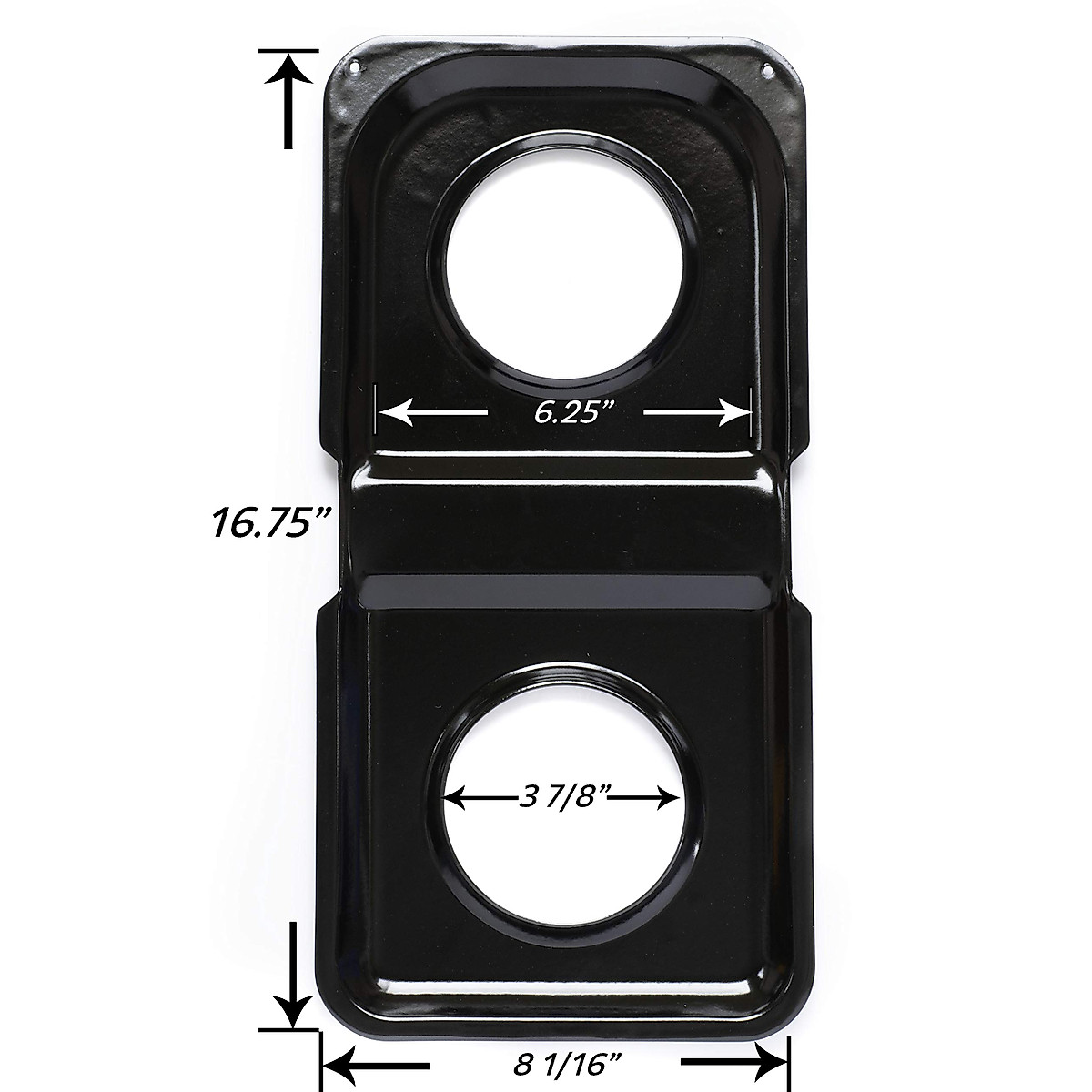 Range Kleen 1-Piece Drip Pan, Style K fits rectangle burner Gas Ranges Amana, GE, Hotpoint, Kenmore, Magic Chef, Maytag, Black Porcelain