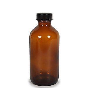 Vivaplex, 12, Amber, 8 oz Glass Bottles, with Lids.
