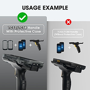 TC53 Trigger Handle with Protective Case for Zebra TC53 TC58 Handheld Barcode Scanner Mobile Computer, Rugged Cover (SG-NGTC5EXO1-01) and Sensitive Trigger Handle (TRG-NGTC5-ELEC-01) for Easy Scanning