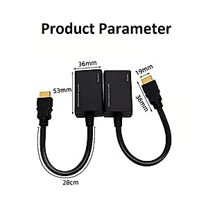HDMI Extender Over Cat5e/6, RJ45 Ethernet Splitter to HDMI 2 Ports Network Adapter 2 Pack, Support 1080p UP to 30m/98ft Video and Audio for HDTV HDPC PS4 STB