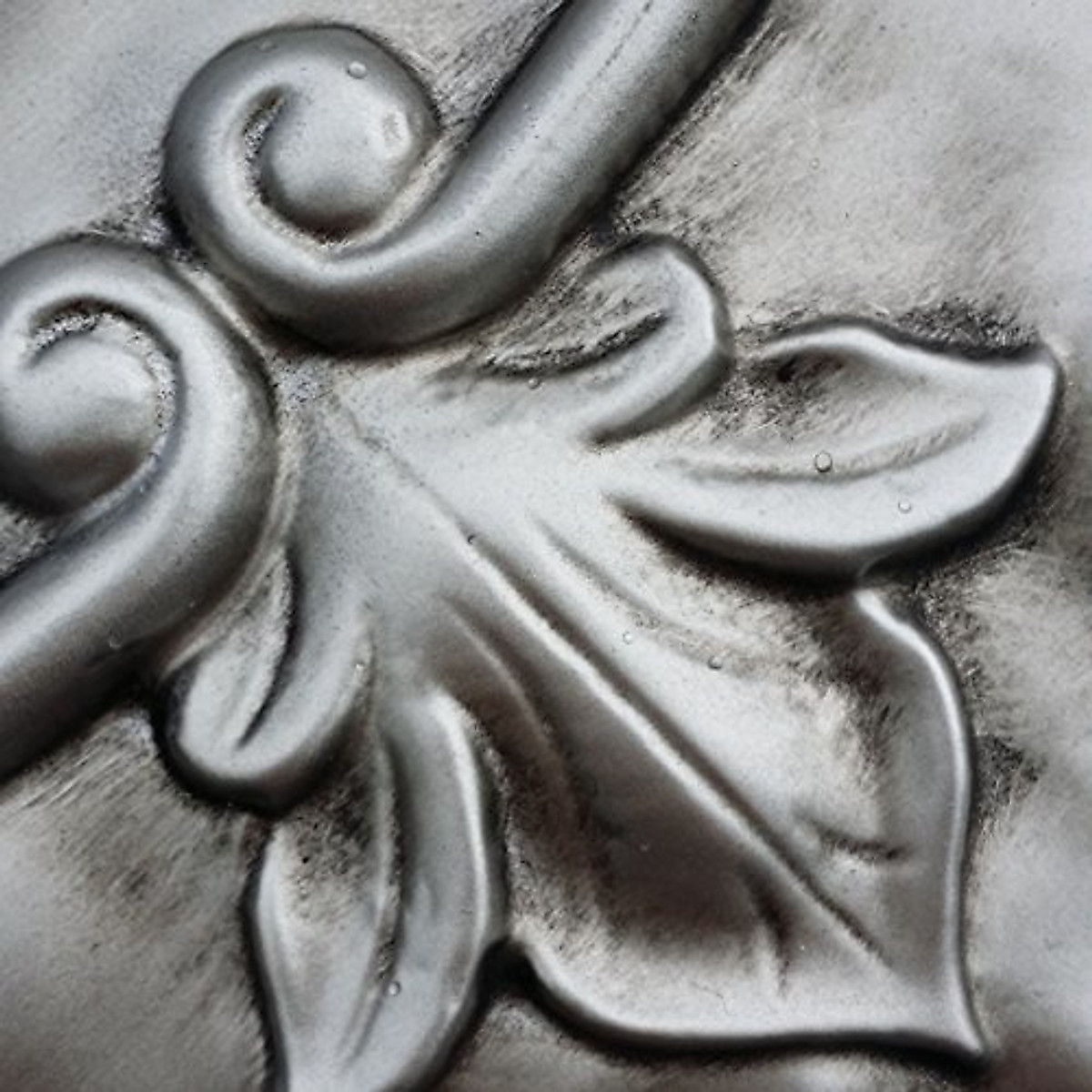 Faux Tin Glue up Drop in Ceiling Tile #TD04 Antique Silver. Pack of 10 2'X2' tiles covers 40 sq.ft. Easy to install PVC panels, great for DIY projects - antique vintage look ceiling, 3D wall paneling