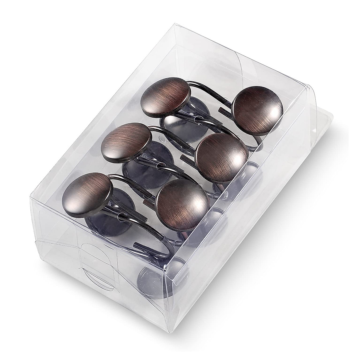 CHICTIE Bronze Shower Curtain Hooks Rings,Oil Rubbed Metal Rust Resistant Decorative Shower Curtain Hooks,Set of 12 Farmhouse Style Shower Rings Hangers for Bathroom