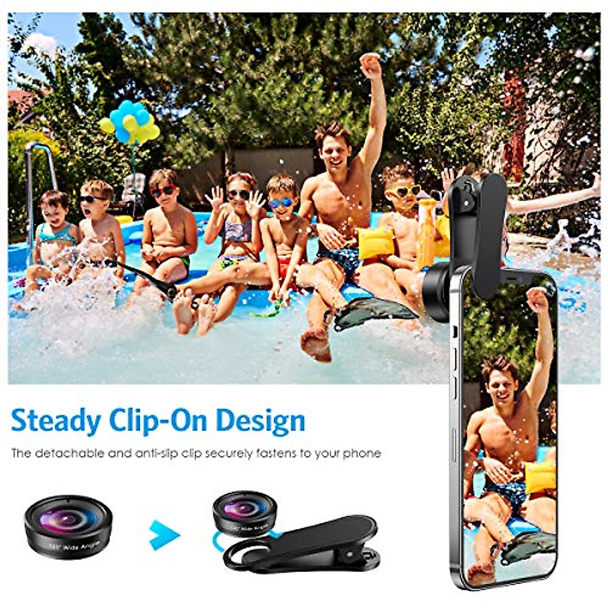 Criacr Phone Camera Lens, 230° Fisheye Lens, 15X Macro Lens, 0.65X Wide Angle Lens, Clip-On 3 in 1 Cell Phone Lens for Live Video, Compatible with iPhone 12 Pro, 11, XR, Samsung, Other Smartphones