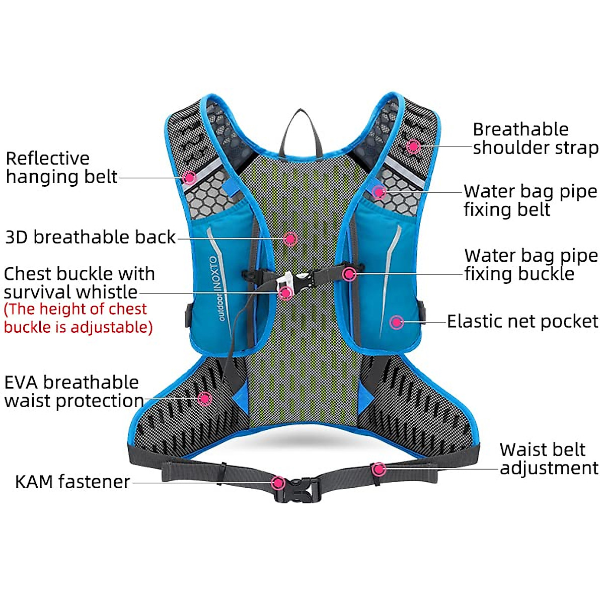 MANFS Portable waterproof hiking backpack 16L, with rainproof cover, outdoor sports travel day bag, for bicycle skiing (young)