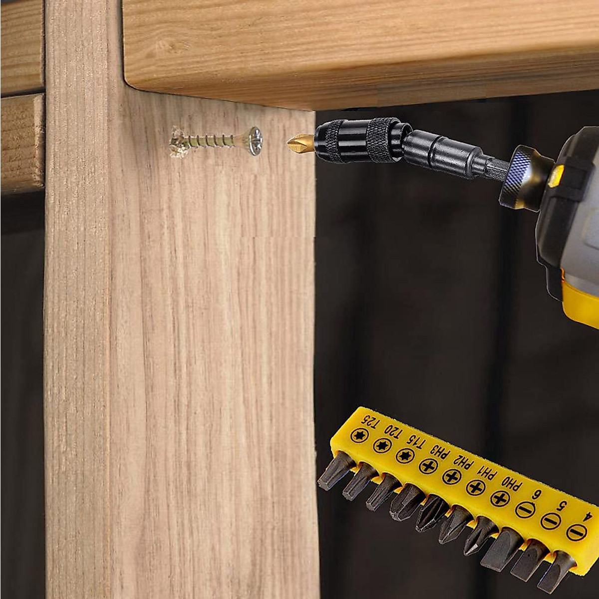 Yakamoz Pivoting Bit Tip Holder Flexible Magnetic Screwdriver Bits Holder Knuckle Extender with 20-Piece Slotted Phillips Torx Screwdriver Set for Tight Spaces or Corners