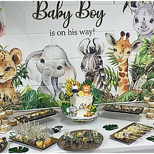 Jungle Safari Animal Cake Topper with Lion Giraffe Monkey Elephant Zebra for Wild Animals Themed Birthday Baby Shower Party Supplies (STYLE 1)