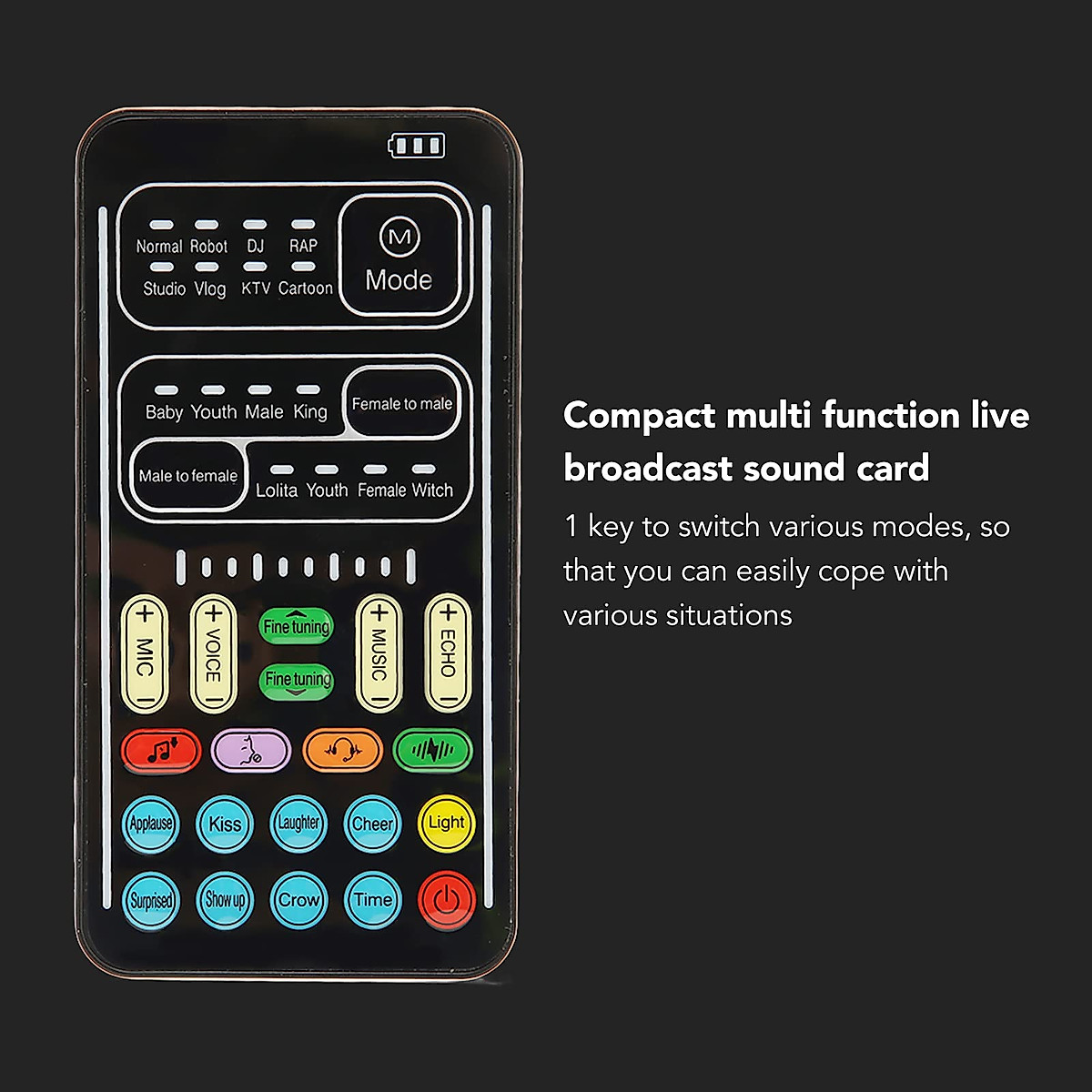 Voice Changer, Portable Voice Disguiser Mini Voice Changer Device with 8 Sound Effects and Sound Changes Handheld Microphone Voice Changer Sound Effects Machine(I9 English Edition)