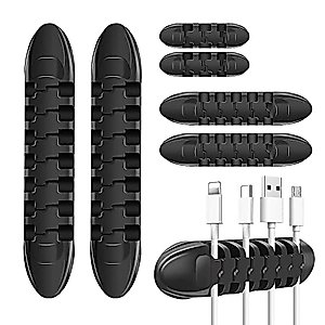 DASIGJID Cable Organizer Cord Holder - 6 Packs Desk Self Adhesive Cable Management Clips for USB Charger Nightstand Power Cord Mouse Wire for Car Office Home