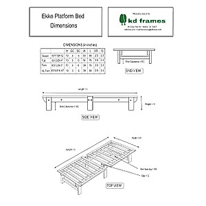 KD Frames Ekko Platform Bed - Queen Bed Frame - Unfinished Wood Bed Frame - Natural, Minimalist Bed - Floating Bed Design - Easy Assembly, No Box Spring Needed - Solid Wood Queen Platform Bed