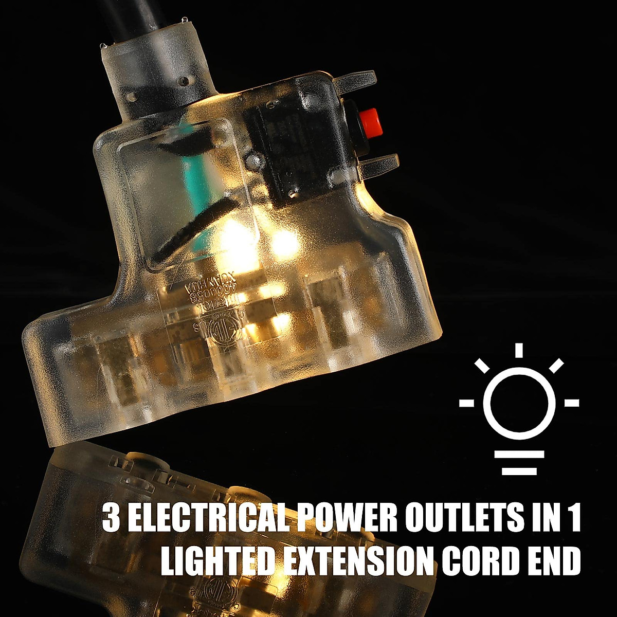 Kingdder 30 Amp to 110V RV Distribution Adapter Cord Generator Adapter 10 Gauge 12 Inch TT-30P Male to 3X 5-20R Female Household Connectors with Overload Protection and Indicator Light for RV