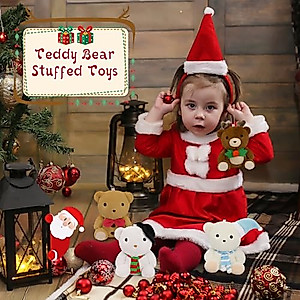 JIAJEGTGT Christmas Mini Stuffed Animals Reindeer Santa 4PCS Plush Toy Set Teddy Bear Stuffed Animals Xms Gifts for Kids