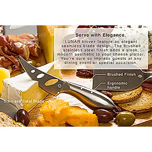 ICOSA Living Lunar 6-Piece Cheese Knife Set - Premium Stainless Steel Cheese Knives Collection - Charcuterie Board Accessories Gift Ready w/ 15 Festive Recipes
