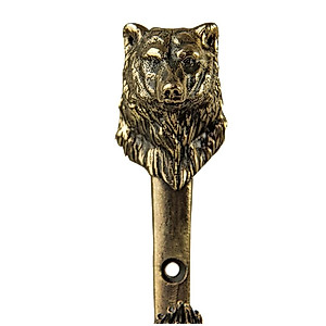 Bear (Paw) hanging metal strong wall hook. Handmade made of brass. For Kitchen Living Room Bathroom. Rack hangers for hanging Coats Towels Keys Hats Purse Backpacks. Unique design. Gold