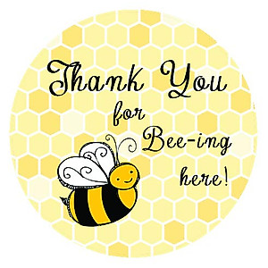 60 Bee Thank You Stickers 1.5 Inch - Thank You for Bee-ing Here - Bee Baby Shower Stickers - Bee Birthday Stickers - Bee Stationary Stickers