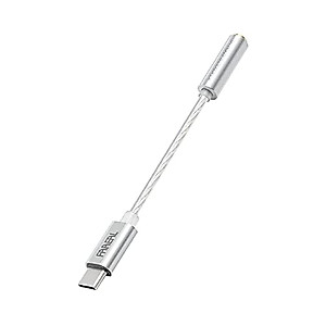 FAAEAL KT4099 24bit/96kHz HD Type-C to 3.5mm DAC Dongle Cable Decoding Headphone Converter Gold-Plated Female Seat Earphone Amplifier Silver-Plated Wire Adapter for Win10 Android Tablet PC Earphones