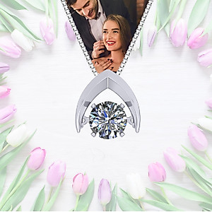 Central Diamond Center Omega Dancing Stone Necklace Sterling Silver & Pure Brilliance Zirconia - Platinum Plated