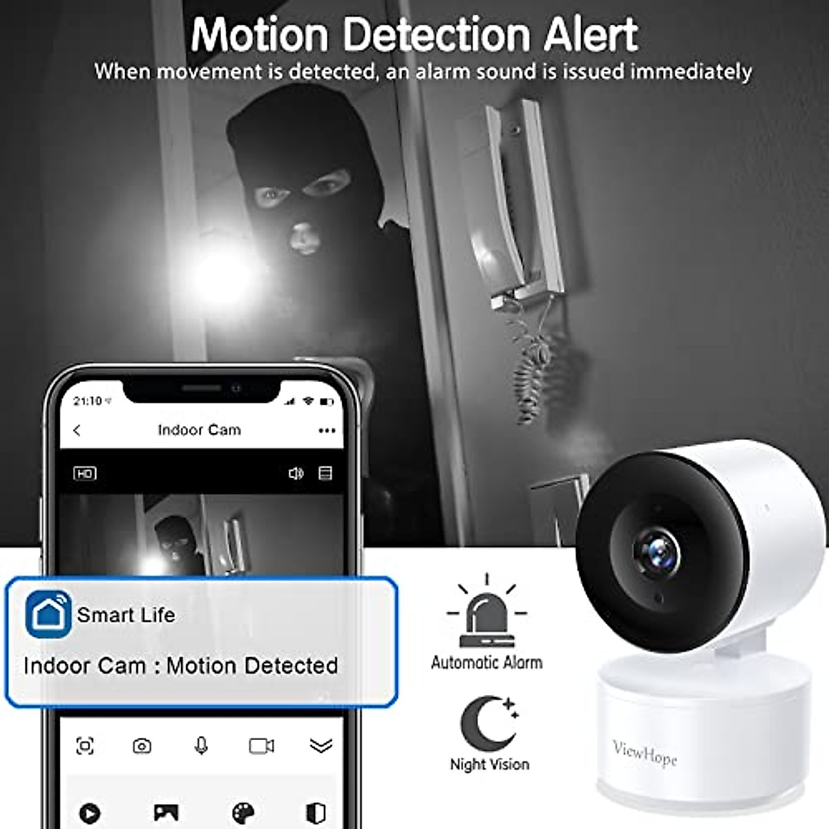 Indoor Security Camera, 2K Pet Camera 360° WiFi Home Security Camera Indoor Camera Wireless with Phone App,with 2-Way Talk, Night Vision Motion Movement Detection,Sd & Cloud Storage, Alexa Compatible