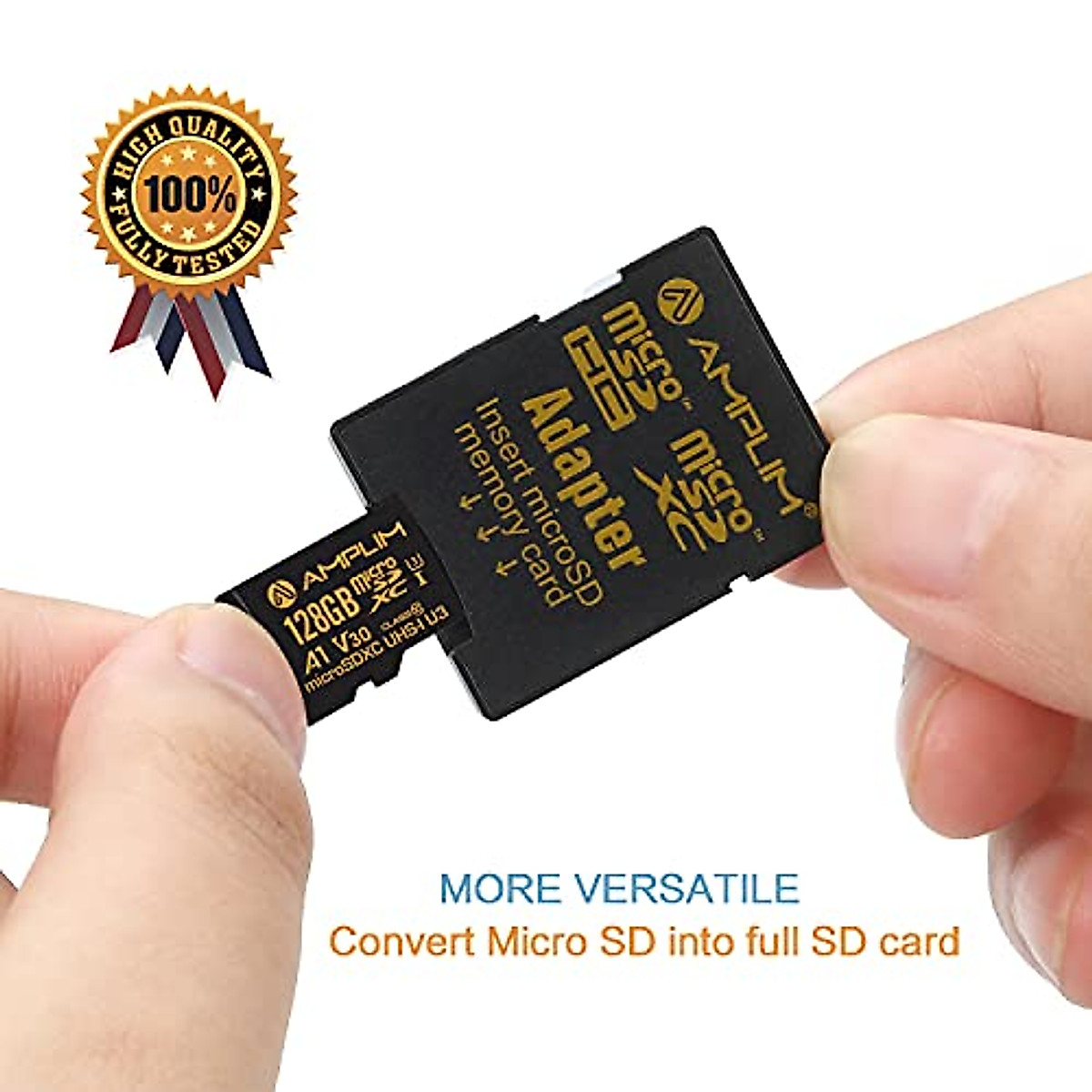 Amplim 128GB Micro SD Card, Extreme High Speed MicroSD Memory Plus Adapter, MicroSDXC SDXC U3 Class 10 V30 UHS-I TF Nintendo-Switch, Go Pro Hero, Surface, Phone Galaxy, Camera Security Cam, Tablet