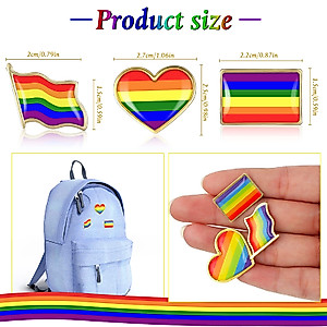 48 Pcs Gay Pride Pin Set Rainbow Heart Flag Lapel Pins Transgender Pins Lgbtq Accessories Pride Pins Lgbtq Gay Pride Buttons Men Women's Brooches Pins for Clothes Bags (Rainbow)