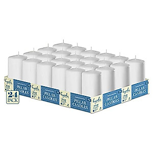 HYOOLA White Pillar Candles 2-inch x 4-inch - 24 Pack Unscented Bulk Pillar Candles - European Made