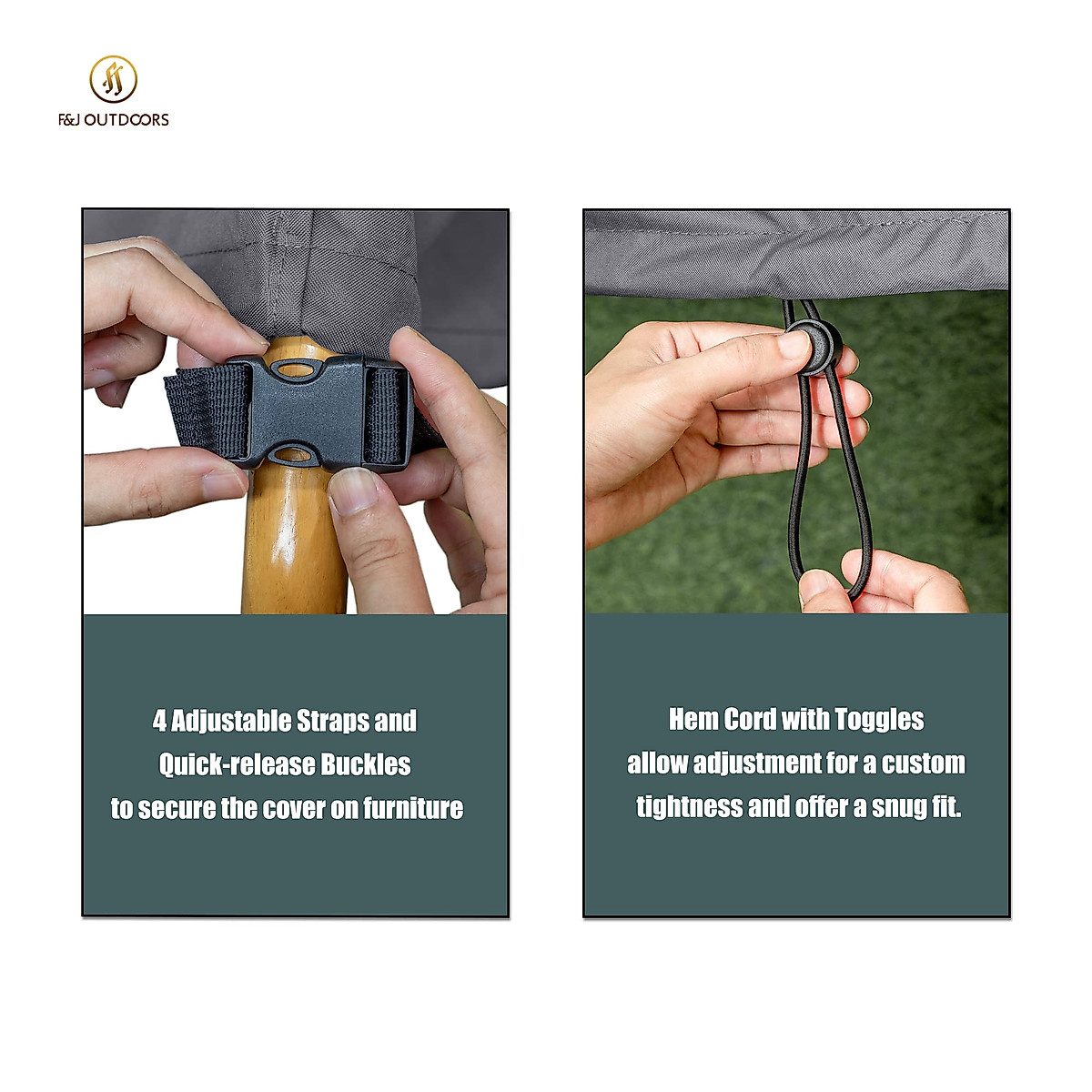 F&J Outdoors Waterproof Patio Furniture Cover UV Resistant Fade Resistant Outdoor Sectional Sofa Set Cover, Grey, 126"W x 83"D x 27.5"H