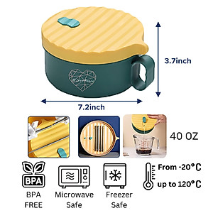 AI LOVE PEACE Microwave Ramen Soup Bowl - Instant Noodle Cooker for Dorm Room Essentials with Lid - Ramen Maker - Microwave Safe Bowls BPA Free Pefect College Gifts and Holiday Gifts