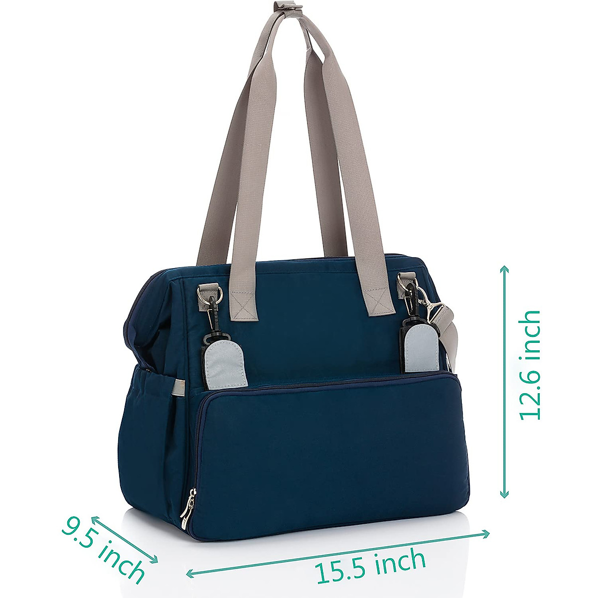 CitisKins Diaper Bag Tote Mommy bags Outdoor Handbags with Insulated Pockets,Changing Pad & Reflective Strips (Navy)