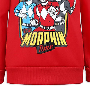 Power Rangers Morphin Red Ranger, Blue Ranger, and Grey Ranger Boys Pullover Sweatshirt and Pants Set for Little Kids