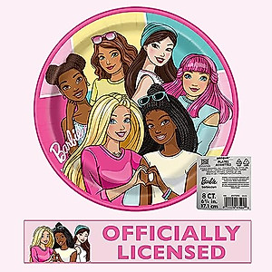 Unique Barbie Party Decorations | Serves 16 Guests | Officially Licensed | Barbie Birthday Decorations | Barbie Birthday Party Supplies | Barbie Dinner & Cake Plates, Napkins, Sticker