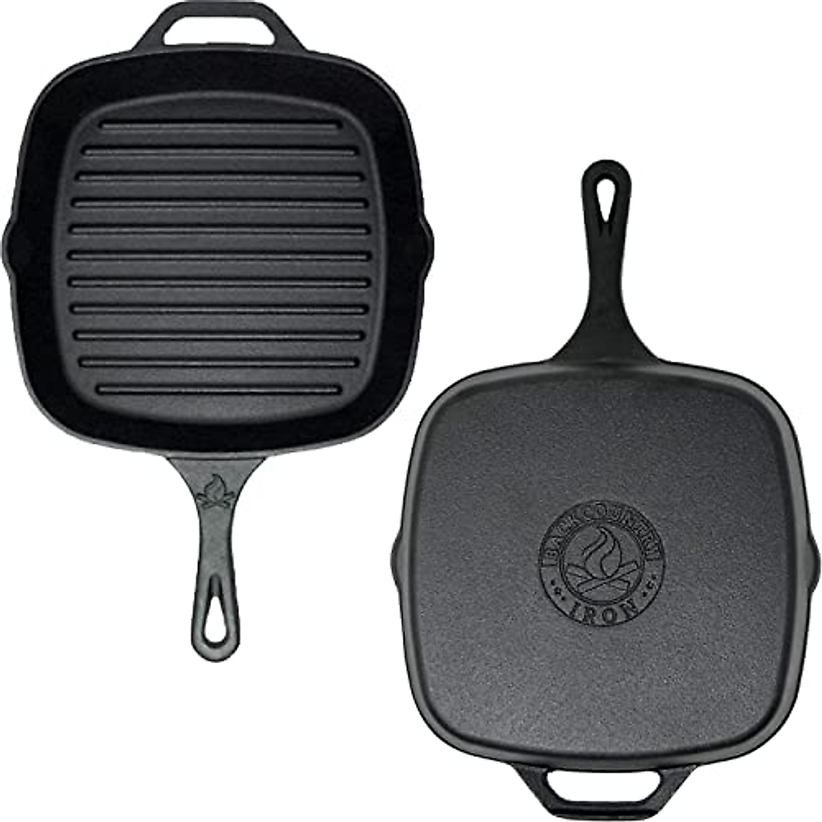 Backcountry Iron 10.5 Inch Square Grill Pan Medium Pre-Seasoned Cast Iron