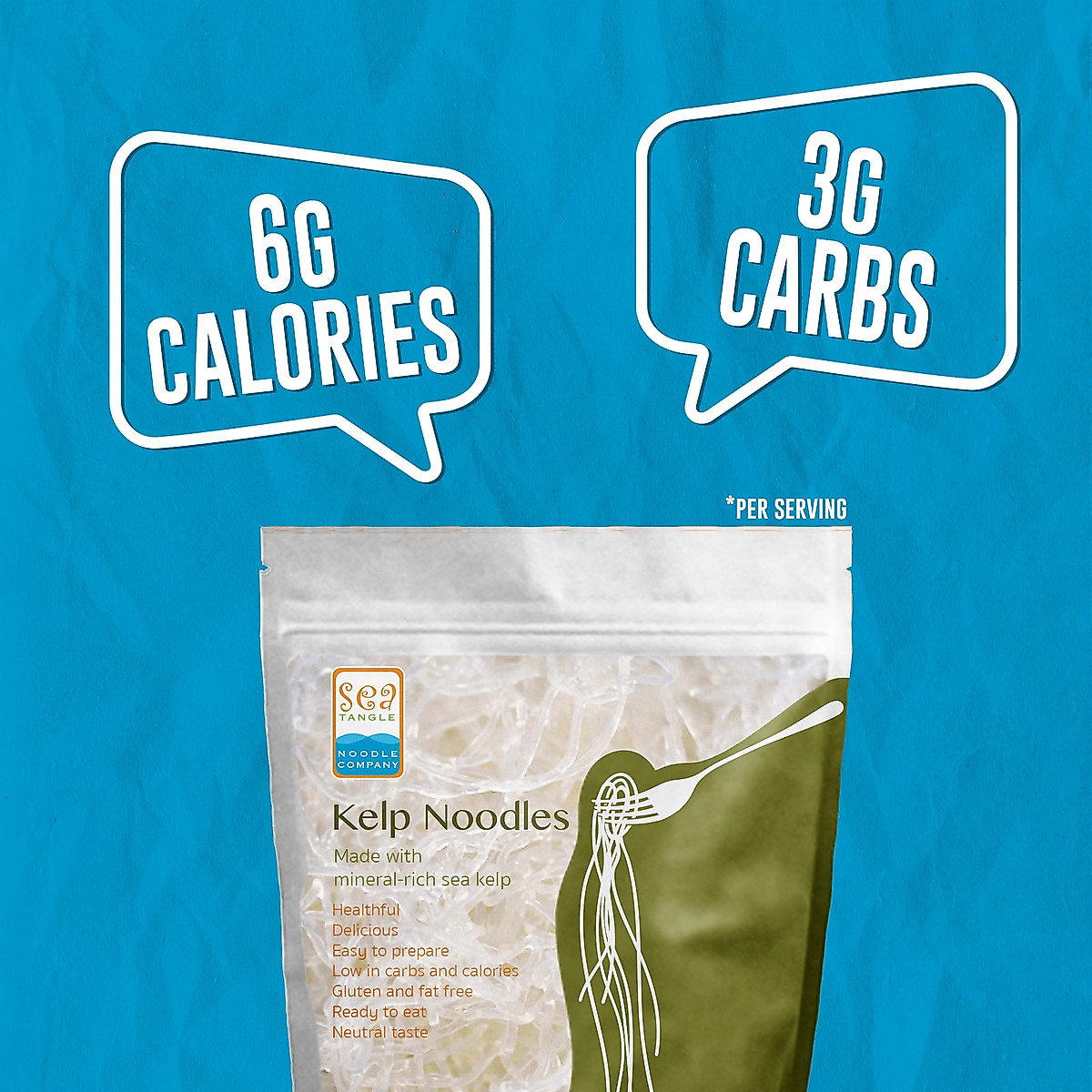 Sea Tangle Kelp Noodles (12oz) - Pack of 6 - Low Calorie Asian Noodles for Healthy Noodle Dishes - Gluten Free, Keto Noodle Sub for Rice Noodles, Glass Noodles, Pad Thai Noodles, Vermicelli