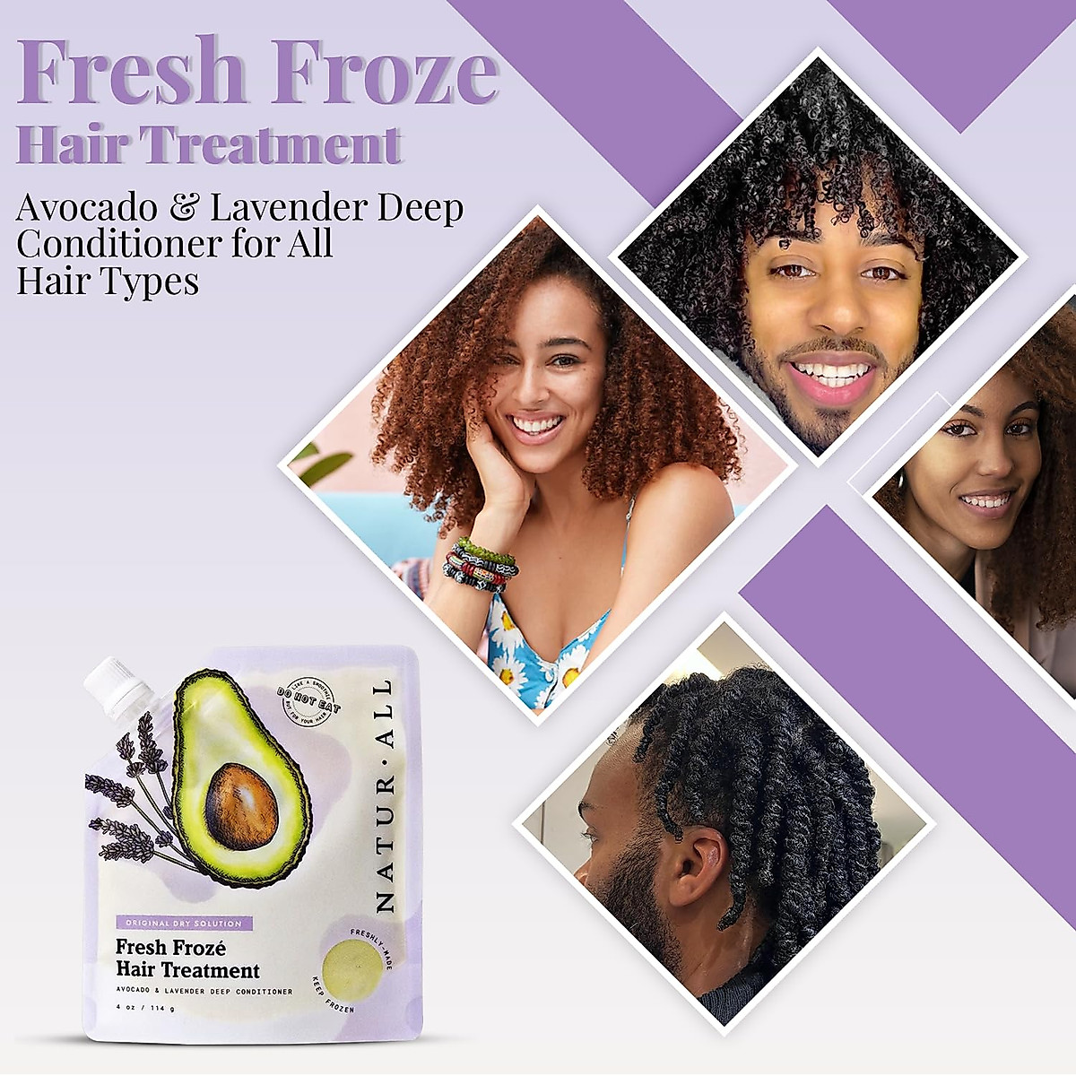 NaturAll Hair Mask - 4 Oz. Deep Conditioning for Dry Damaged Hair and Growth Hydrating Ice Cream Treatment Ideal for All Hair Types (Lavender & Tea Tree)