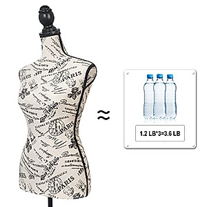 Sewing Mannequin Torso Dress Form, Female Manikin Body with Tripod Base Stand, Adjustable Clothing Foam Form 58-67 inch Height, for Dressmakers Dress Jewelry Display, Crowns