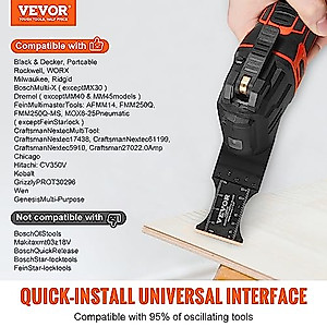 VEVOR 3PCS Carbide Oscillating Tool Blades, Universal Quick Release Oscillating Saw Blades, Multitool Tool Blades for Hard Material, Metal, Nails, Bolts, Fit Dewalt Milwaukee Hitachi Chicago