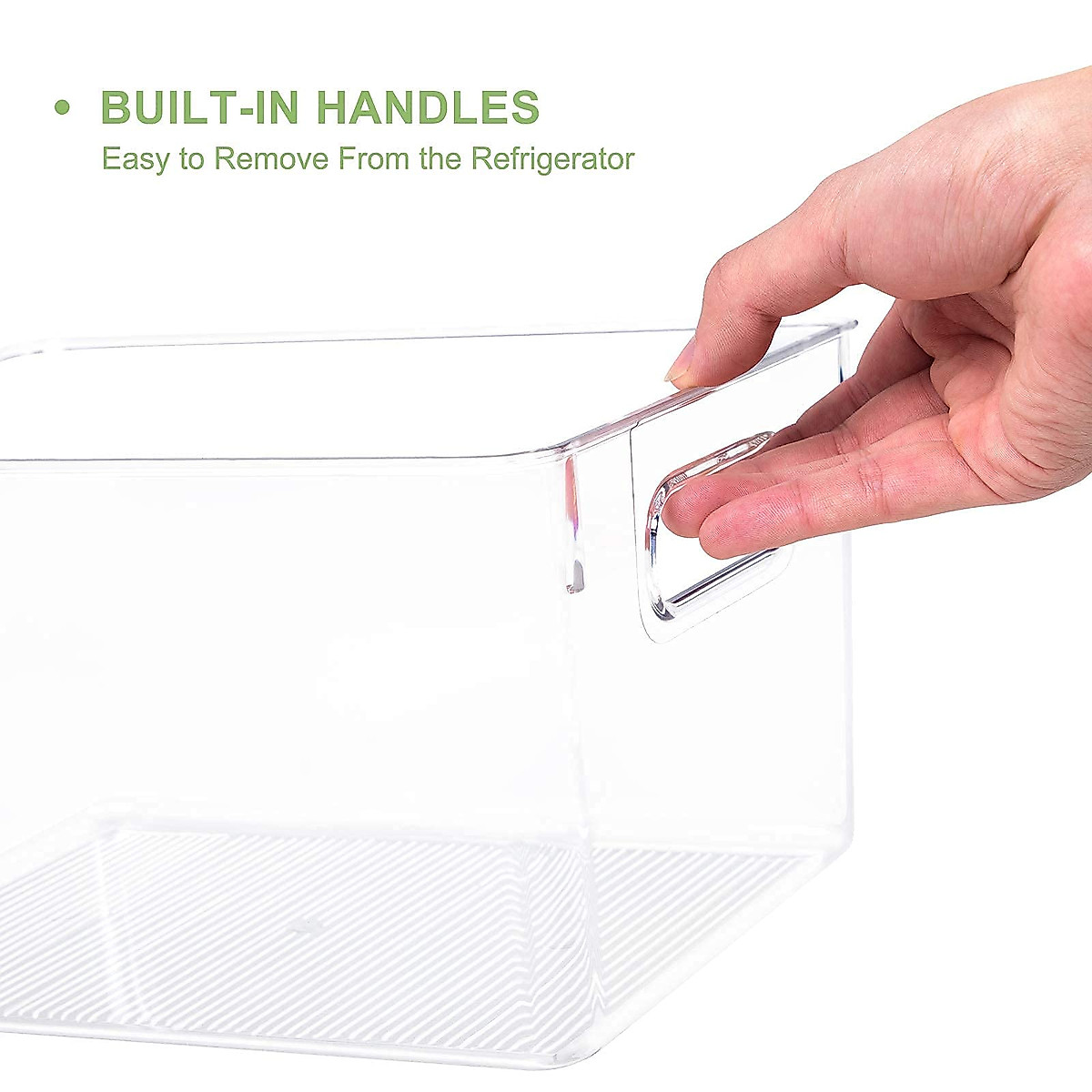 Clear Fridge Organizer Bins Set - 10 Piece Plastic Refrigerator Organizers and Storage Bins, Clear Freezer Storage Bins, Fridge Organization Bins, Snack Organizer Fridge Bins with Handle for Freezer