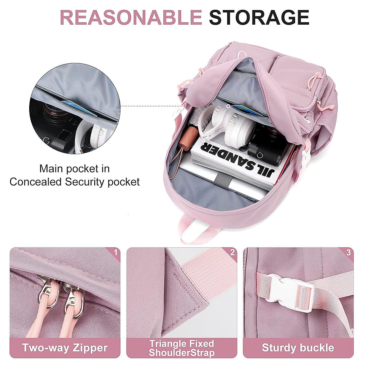 weradar Aesthetic College Backpack Women,Students Casual Travel Daypacks,High School Bookbags For Teen Girls,Cute School Backpack With Lots of Pockets(purple)