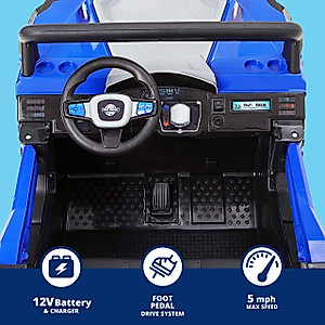 Kid Trax UTV Toddler/Kids Electric Ride On Toy, 12 Volt, 3-7 yrs Old, Max Weight 110 lbs, Single or Double Riders, Blue