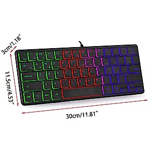 Mechanical Gaming Keyboard,MingSheng USB Wired 60% Compact Keyboard 64 Keys Small Portable Gaming Office Mute RGB Backlit Mechanical Keyboard for PC Gamers