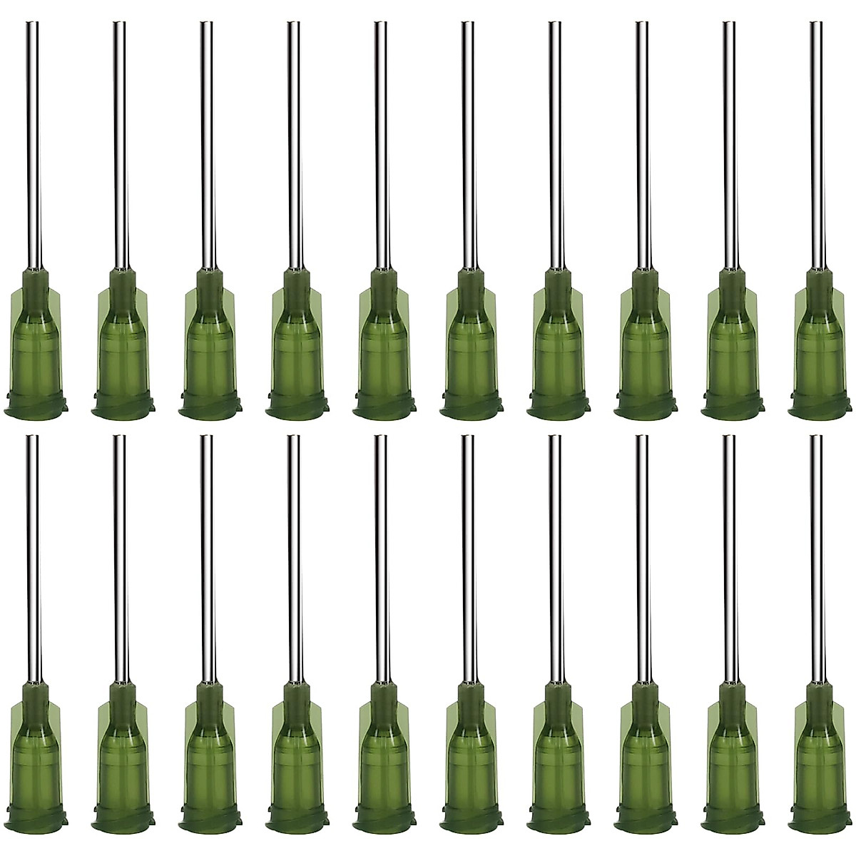 Shintop Dispensing Needle, 1.5 Inch 14G Blunt Tip Syringe Needles with Luer Lock for Refilling Liquid, Inks and Syringes (Pack of 100, Olive Green)