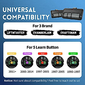 2 for Chamberlain LiftMaster Craftsman Garage Door Opener Remote 893LM 893Max 971LM Universal