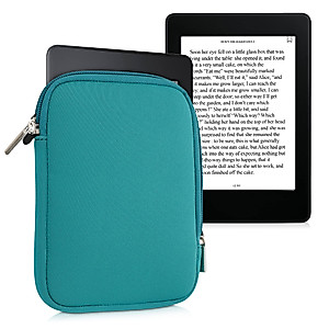 kwmobile Neoprene e-Reader Pouch Size 6" eReader - Universal eBook Sleeve Case with Zipper - Petrol